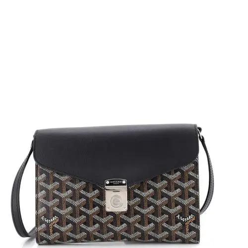 Goyard Chypre Wallet On Strap Coated Canvas With Leather - Black