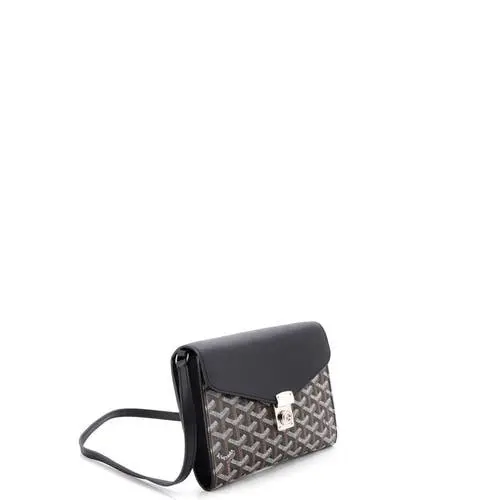 Goyard Chypre Wallet On Strap Coated Canvas With Leather - Black