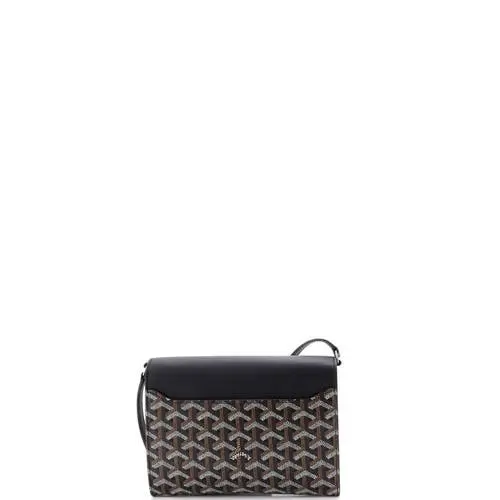 Goyard Chypre Wallet On Strap Coated Canvas With Leather - Black