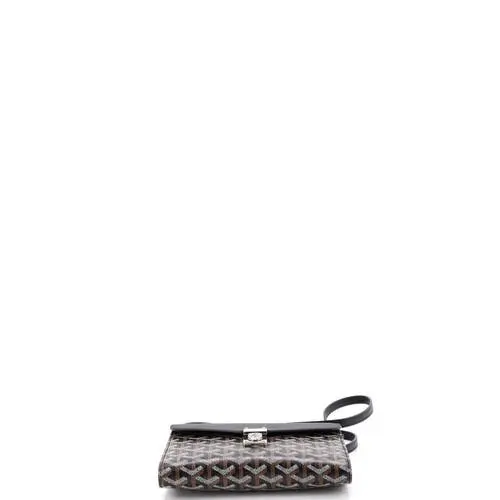Goyard Chypre Wallet On Strap Coated Canvas With Leather - Black