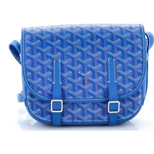 Goyard Belvedere Messenger Bag Coated Canvas With Leather Pm - Blue