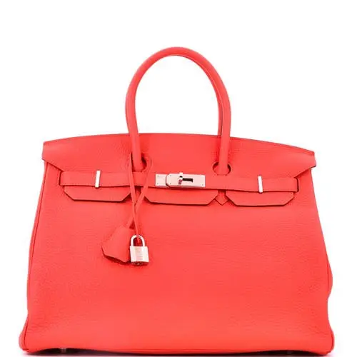 Hermès Birkin Handbag Orange Togo With Palladium Hardware 35 - Red