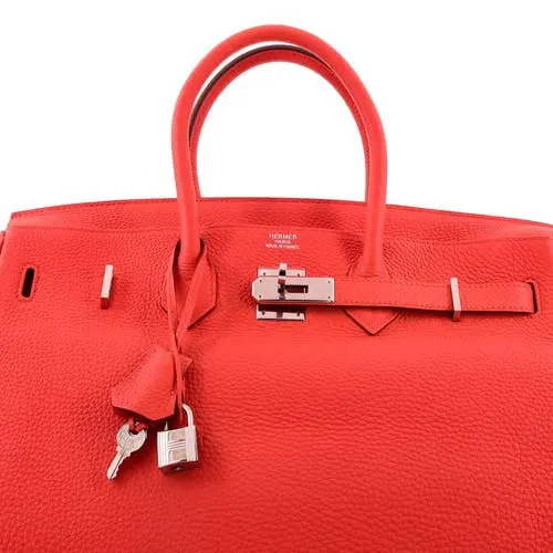 Hermès Birkin Handbag Orange Togo With Palladium Hardware 35 - Red