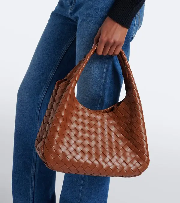 Bottega Veneta Campana Intrecciato Medium Leather Shoulder Bag