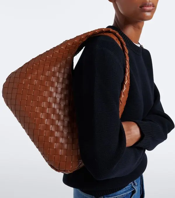 Bottega Veneta Campana Intrecciato Medium Leather Shoulder Bag