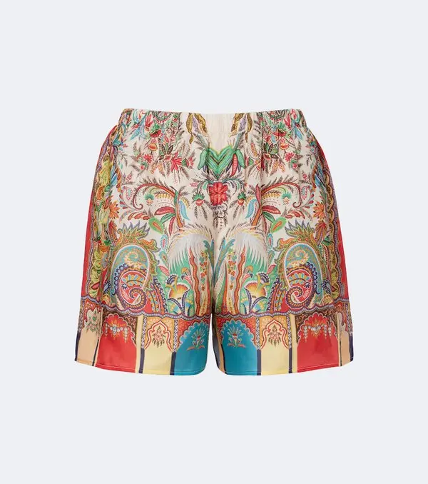 Etro Paisley Silk Satin Shorts - Multicoloured