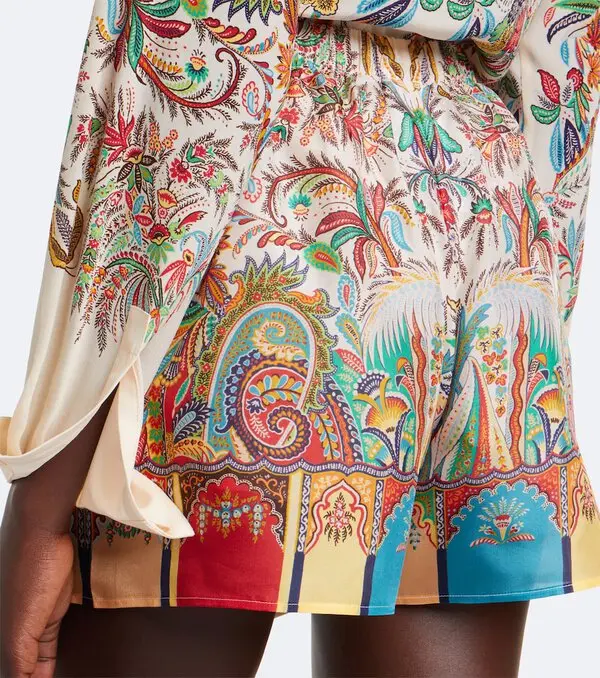 Etro Paisley Silk Satin Shorts