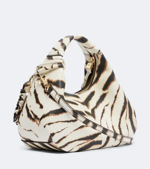 GANNI Mini Zebra-printed Top-handle Bag - Beige