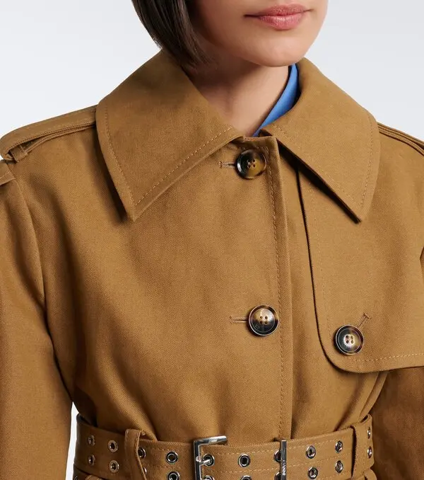 GANNI Belted Cotton Jacket - Brown