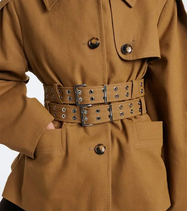 GANNI Belted Cotton Jacket - Brown