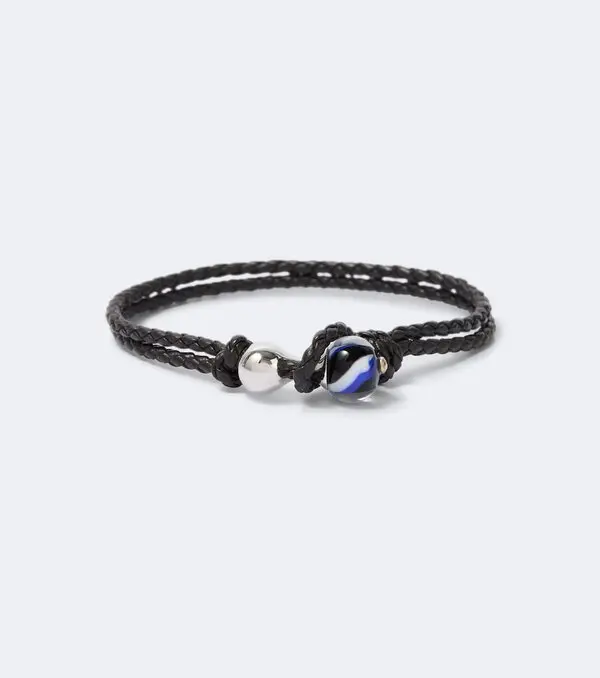 Bottega Veneta Knot Sterling Silver And Braided Leather Bracelet - Brown