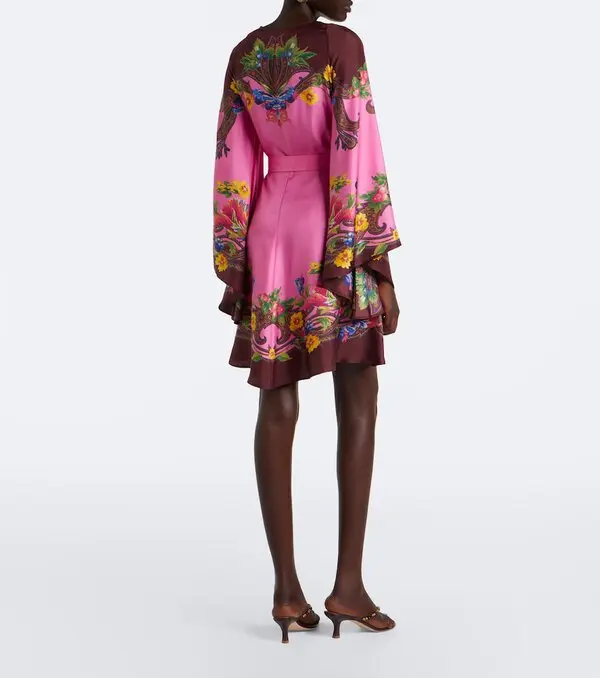 Etro Belted Floral Silk Satin Minidress