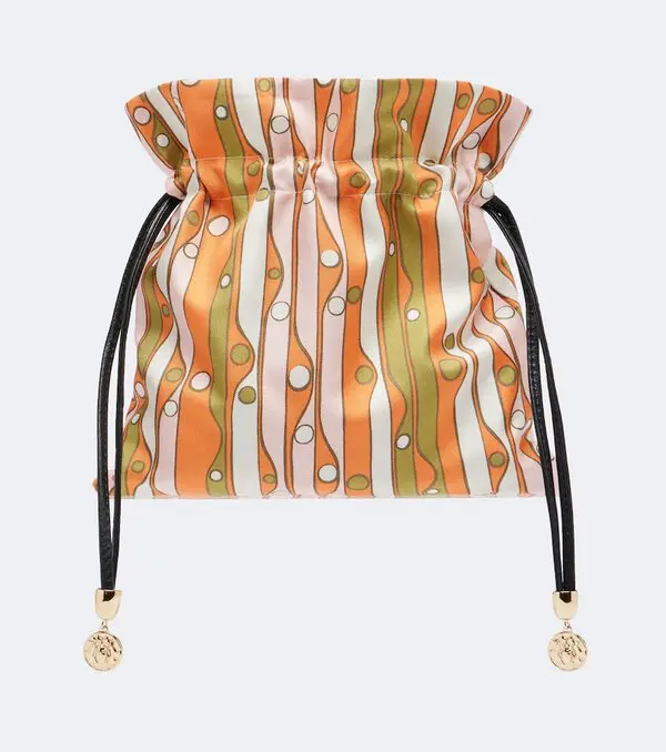 La DoubleJ Printed Silk Pouch - Orange