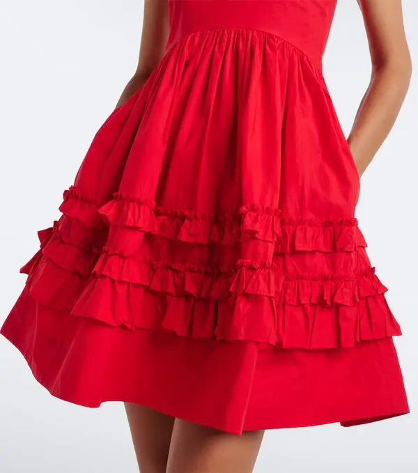 GANNI Ruffled Cotton Poplin Mini Dress