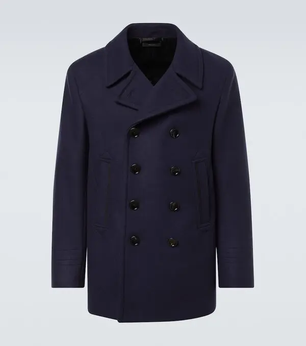 TOM FORD Wool Felt Peacoat - Blue