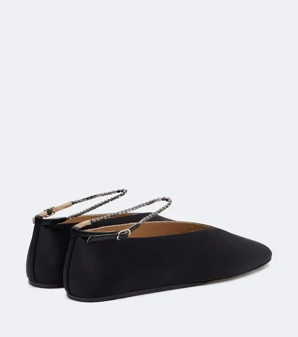 Le Monde Beryl Olympia Embellished Satin Ballet Flats