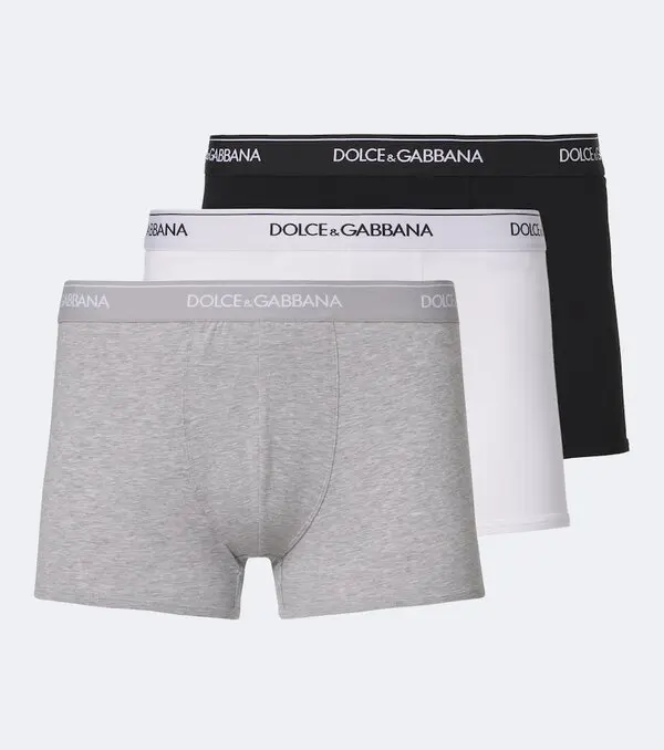 Dolce & Gabbana Set Of 3 Cotton-blend Jersey Briefs - Multicoloured