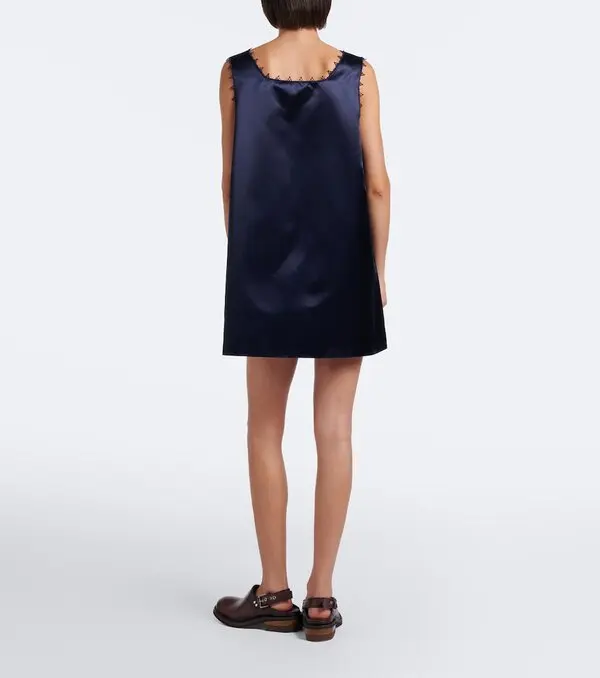 Miu Miu Embroidered Cotton-blend Satin Minidress