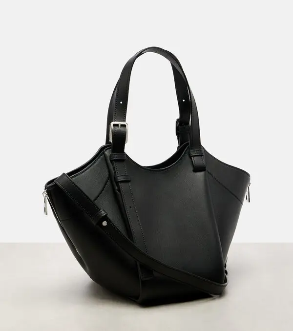 Loewe Hammock Flip Medium Leather Tote Bag - Black
