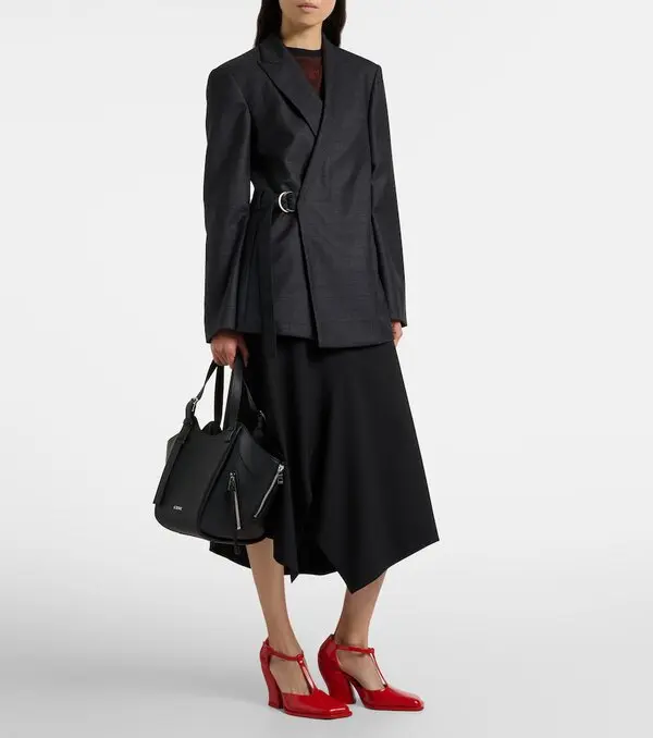 Loewe Hammock Flip Medium Leather Tote Bag - Black