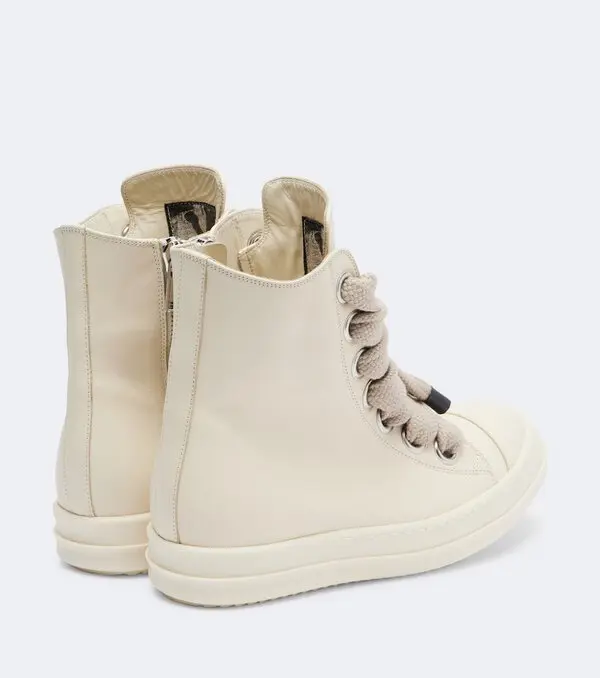 Rick Owens Jumbolace Leather High Top Sneakers