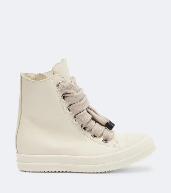 Rick Owens Jumbolace Leather High Top Sneakers