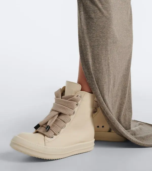 Rick Owens Jumbolace Leather High Top Sneakers