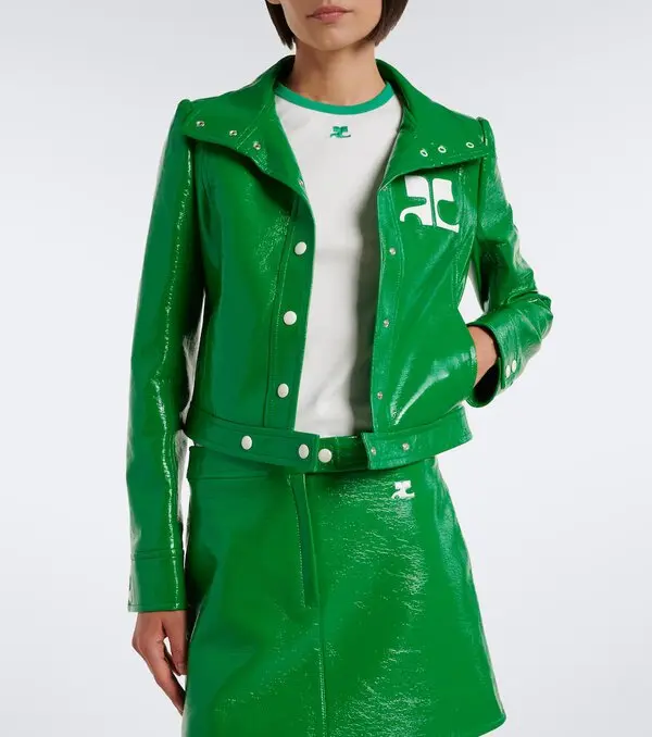 COURREGES Logo Vinyl Cropped Jacket