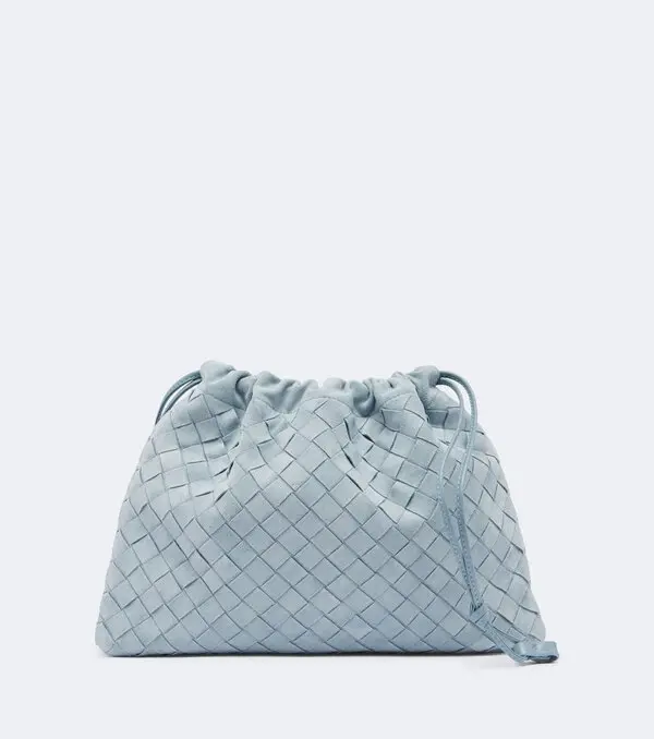 Bottega Veneta Intrecciato Suede Pouch - Blue