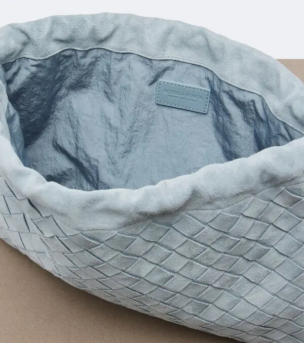 Bottega Veneta Intrecciato Suede Pouch - Blue