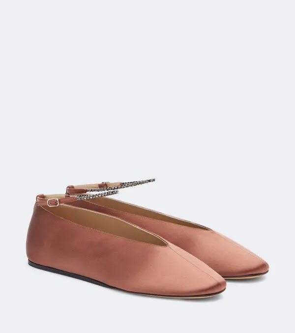 Le Monde Beryl Olympia Embellished Satin Ballet Flats