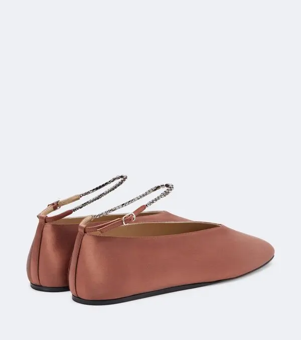 Le Monde Beryl Olympia Embellished Satin Ballet Flats