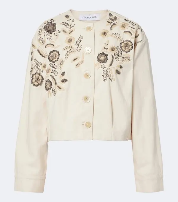 Veronica Beard Embroidered Cotton Jacket - White