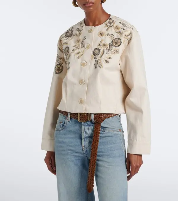 Veronica Beard Embroidered Cotton Jacket - White
