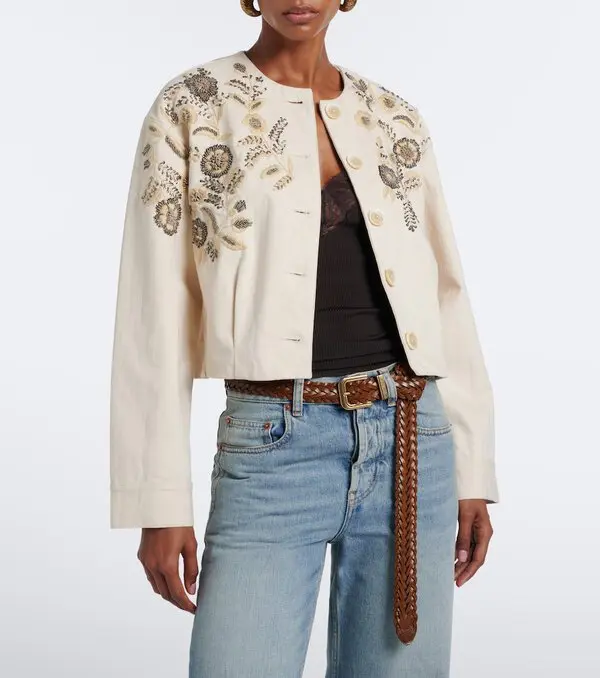 Veronica Beard Embroidered Cotton Jacket - White