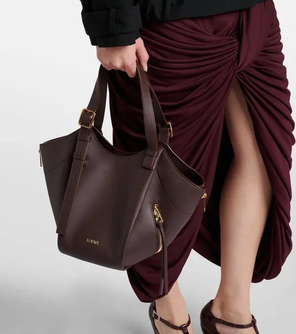 Loewe Hammock Flip Medium Leather Tote Bag - Brown