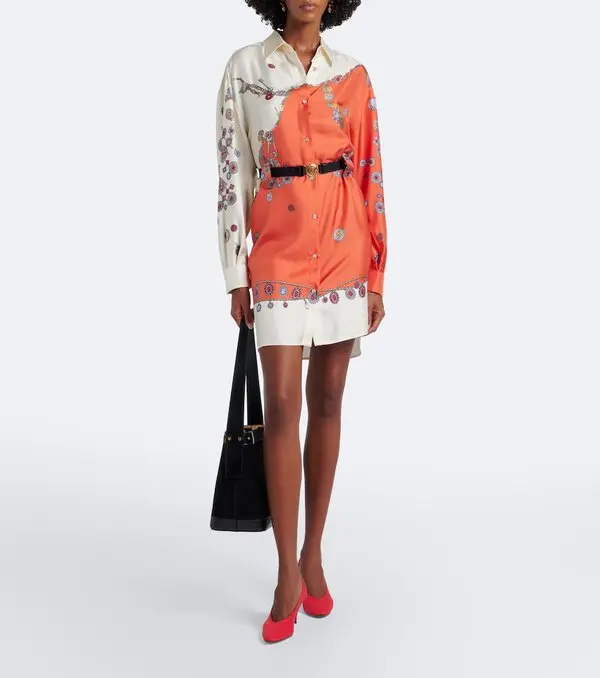 Versace Printed Silk Twill Shirt Dress