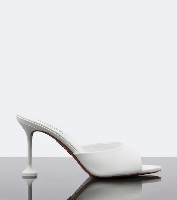 AQUAZZURA Bisous Leather Mules - White