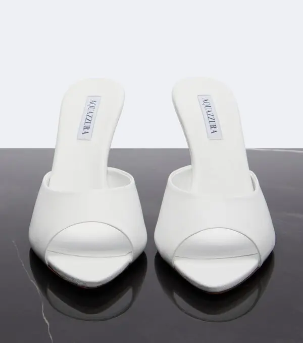 AQUAZZURA Bisous Leather Mules - White