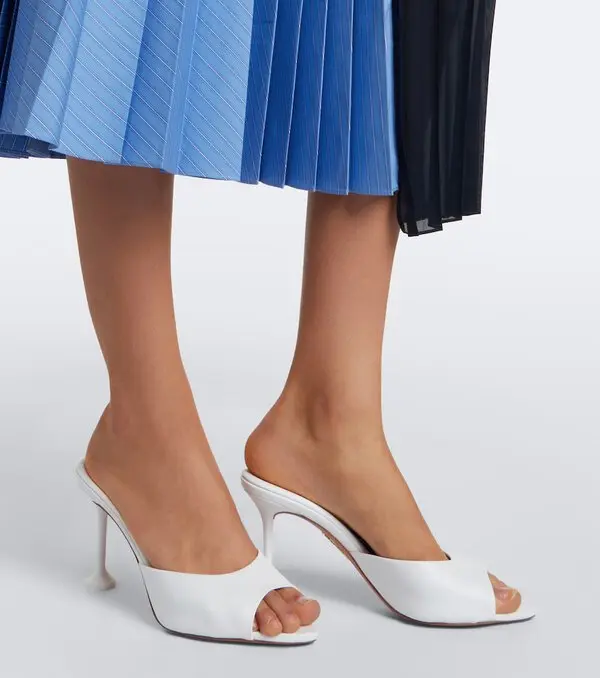 AQUAZZURA Bisous Leather Mules - White