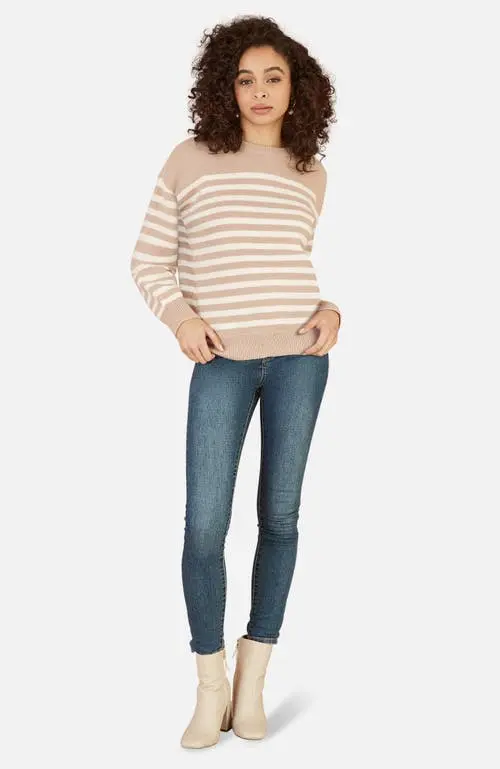 YUMI Button Detail Stripe Knitted Jumper - Beige