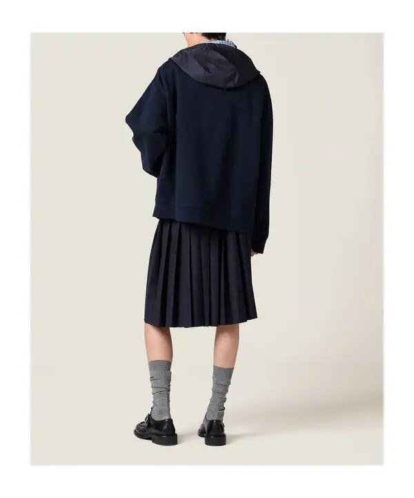 Miu Miu Cotton Fleece Zipper Hoodie - Blue