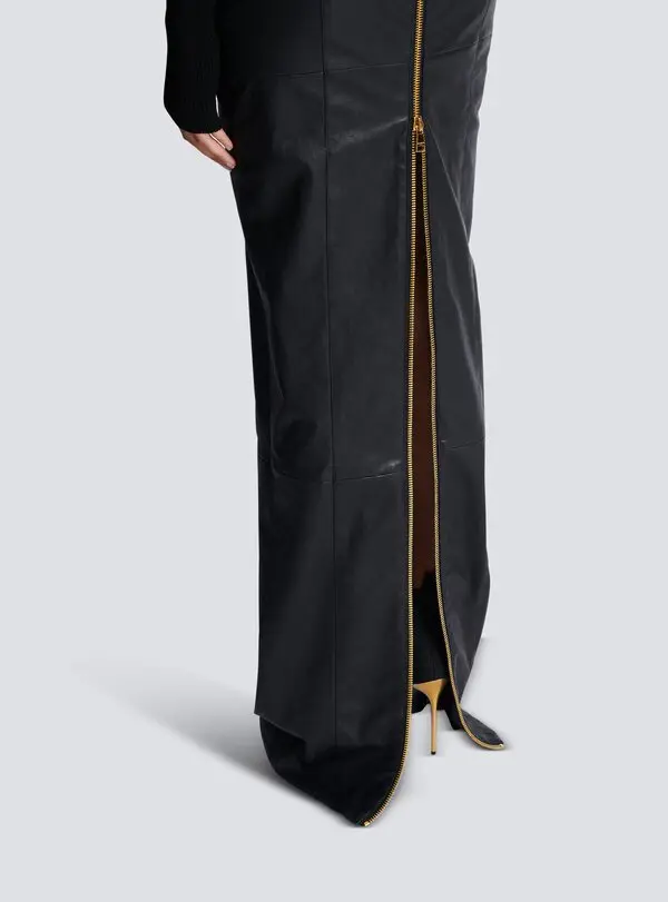 Balmain Long Knit And Lambskin Leather Dress