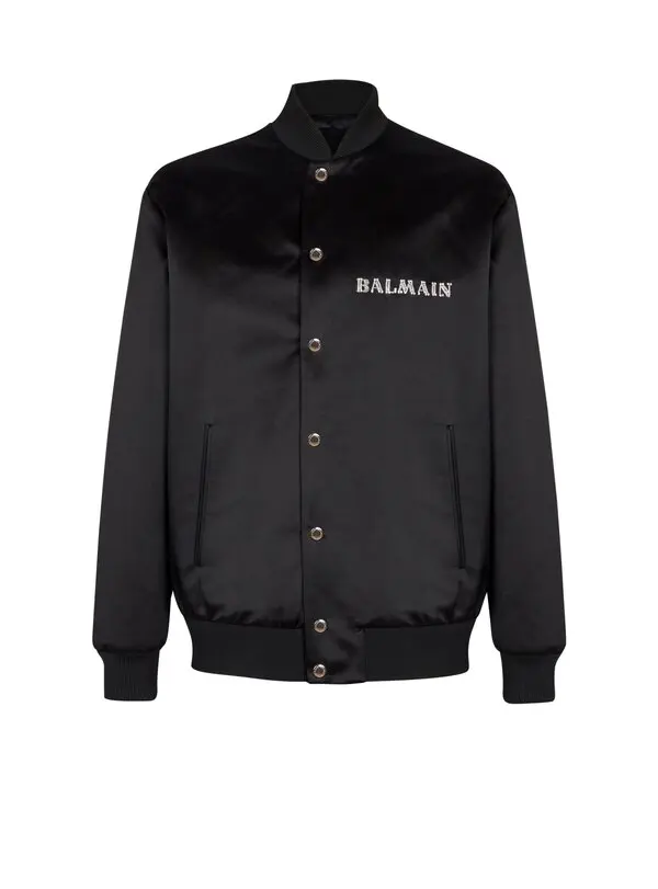 Balmain Satin Bomber Jacket With Galaxy Embroidery