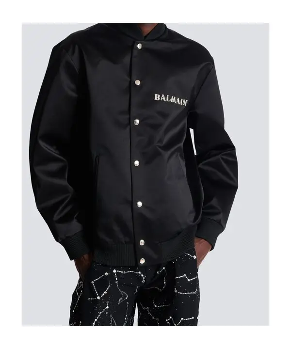 Balmain Satin Bomber Jacket With Galaxy Embroidery