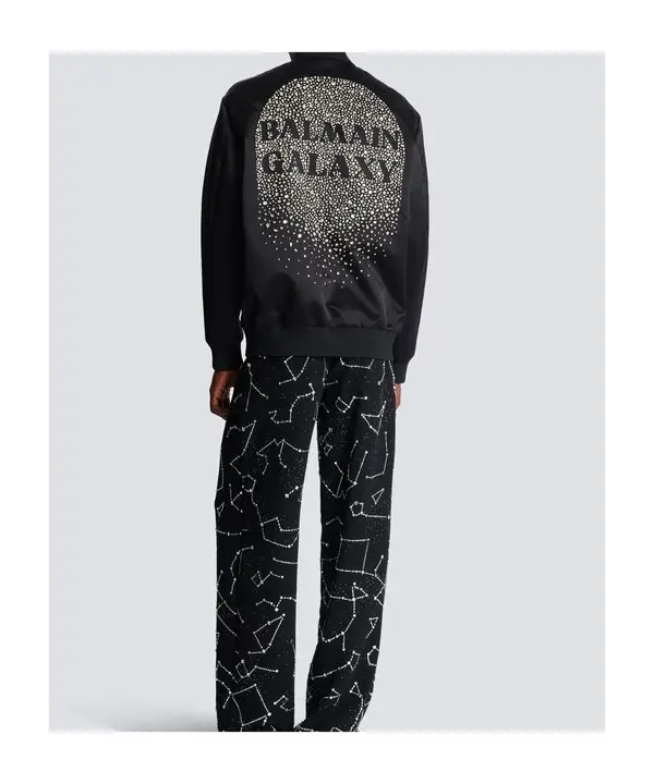 Balmain Satin Bomber Jacket With Galaxy Embroidery