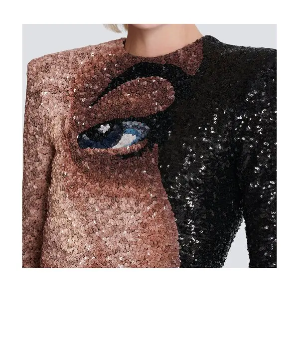 Balmain Short Embroidered Dress With Face Motif