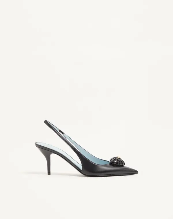 Valentino Garavani Coeur Royal Slingback Pumps In Kidskin 75mm - Black