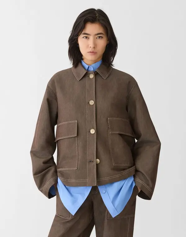 Lafayette 148 New York Cotton Linen Twill Patch Pocket Jacket