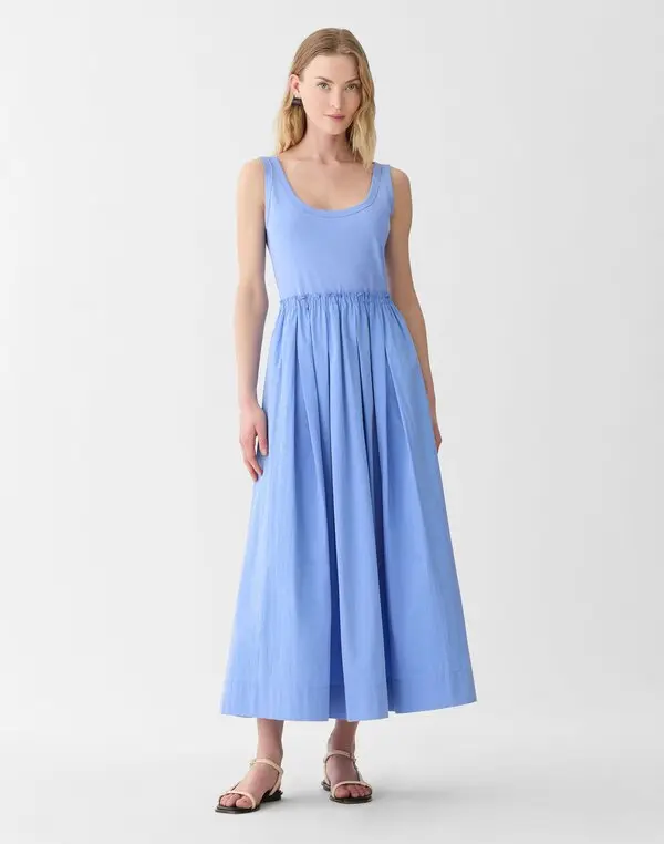 Lafayette 148 New York Cotton Midi Tank Dress - Blue Hydrangea